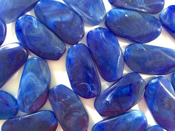 Large DARK BLUE Stone Beads Acrylic Beads That Look Like - Etsy