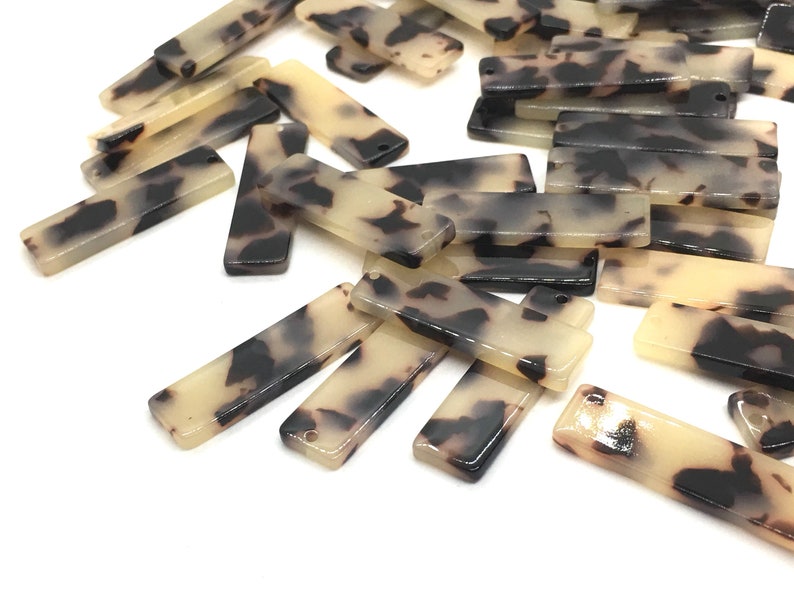 Skinny Tortoise Shell Beads Rectangle Acrylic 35mm Long | Etsy