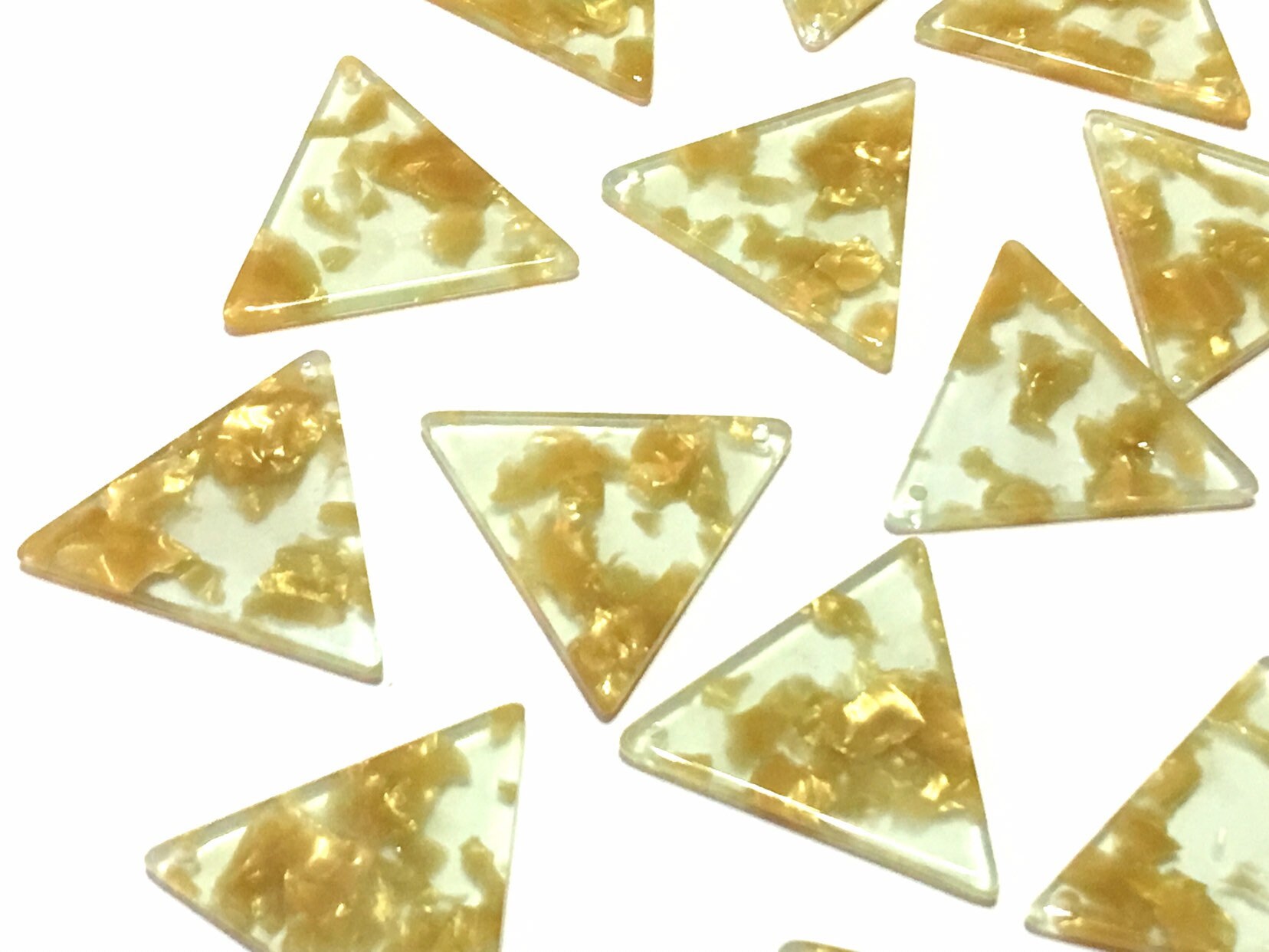 Gold Foil in Resin Beads Triangle Shape Acrylic 29mm Long | Etsy