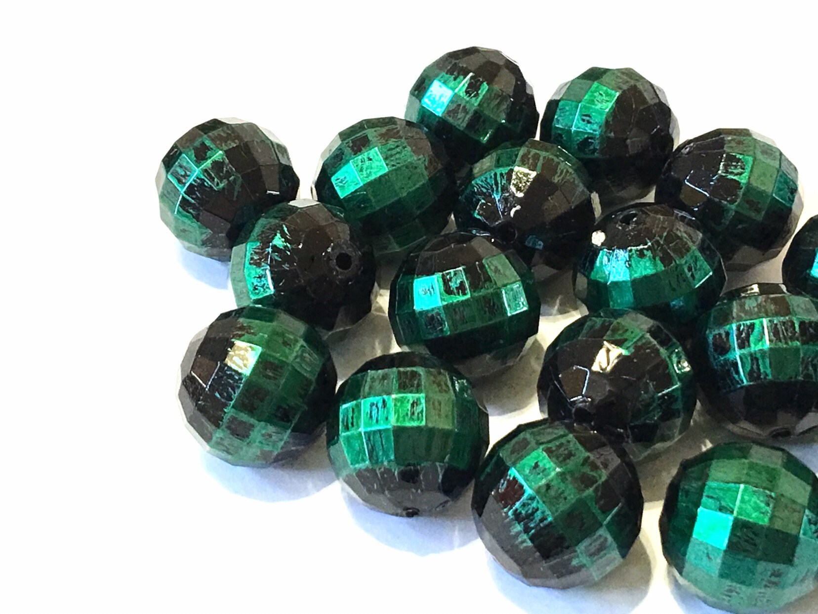 Metallic Green & Black Ball beads 18mm bangle beads | Etsy
