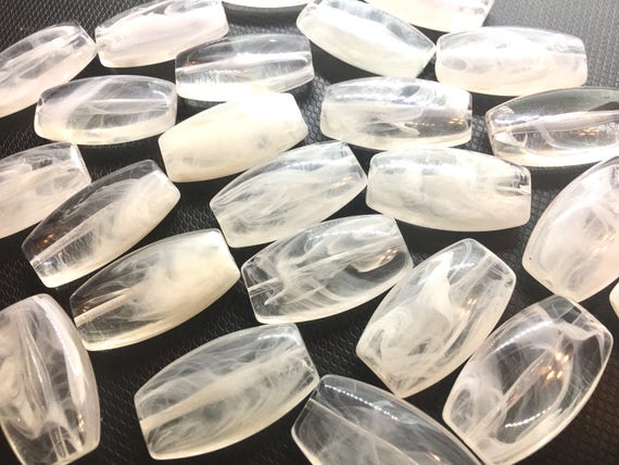 Creamy White 32mm Puffed Rectangle Beads Pearl Cream Beads - Etsy