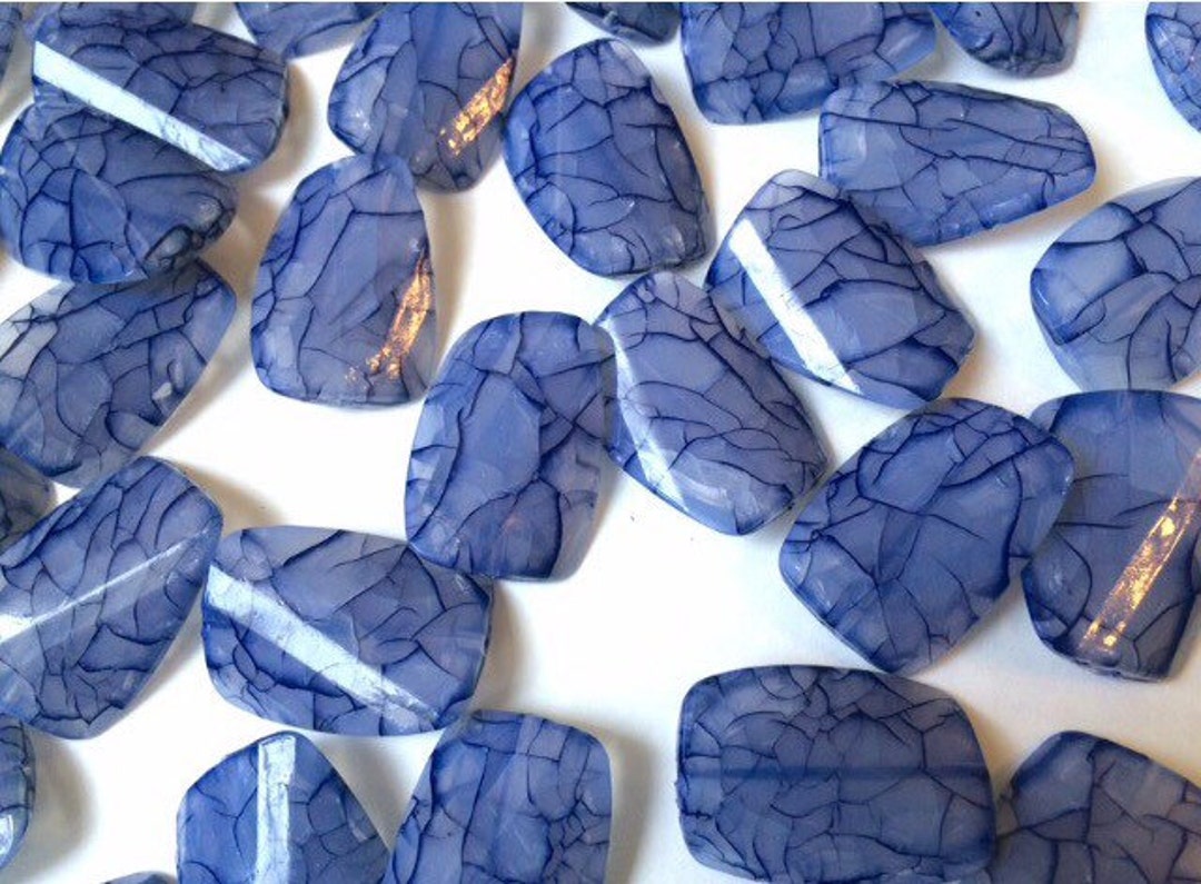 XL Large Blue Crackle Gem Stone Beads - Acrylic Beads - Dinosaur Eggs ...