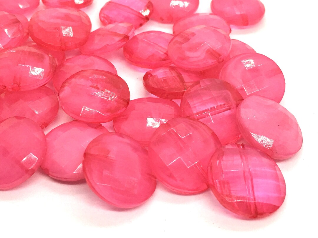 Creamy Hot Pink 20mm Beads, Geometric Acrylic Beads, Bracelet Necklace ...