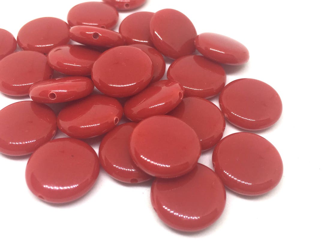 Red 14mm Round Beads in 9 Colors, Rainbow Beads, Circle Beads ...