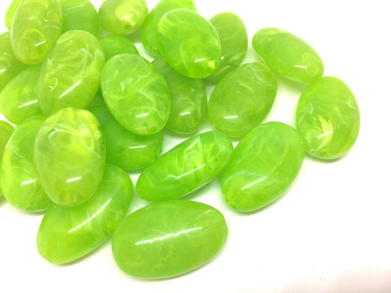 Lime Beads, Green Beads, the Beach Collection, 32mm Oval Beads, Big ...