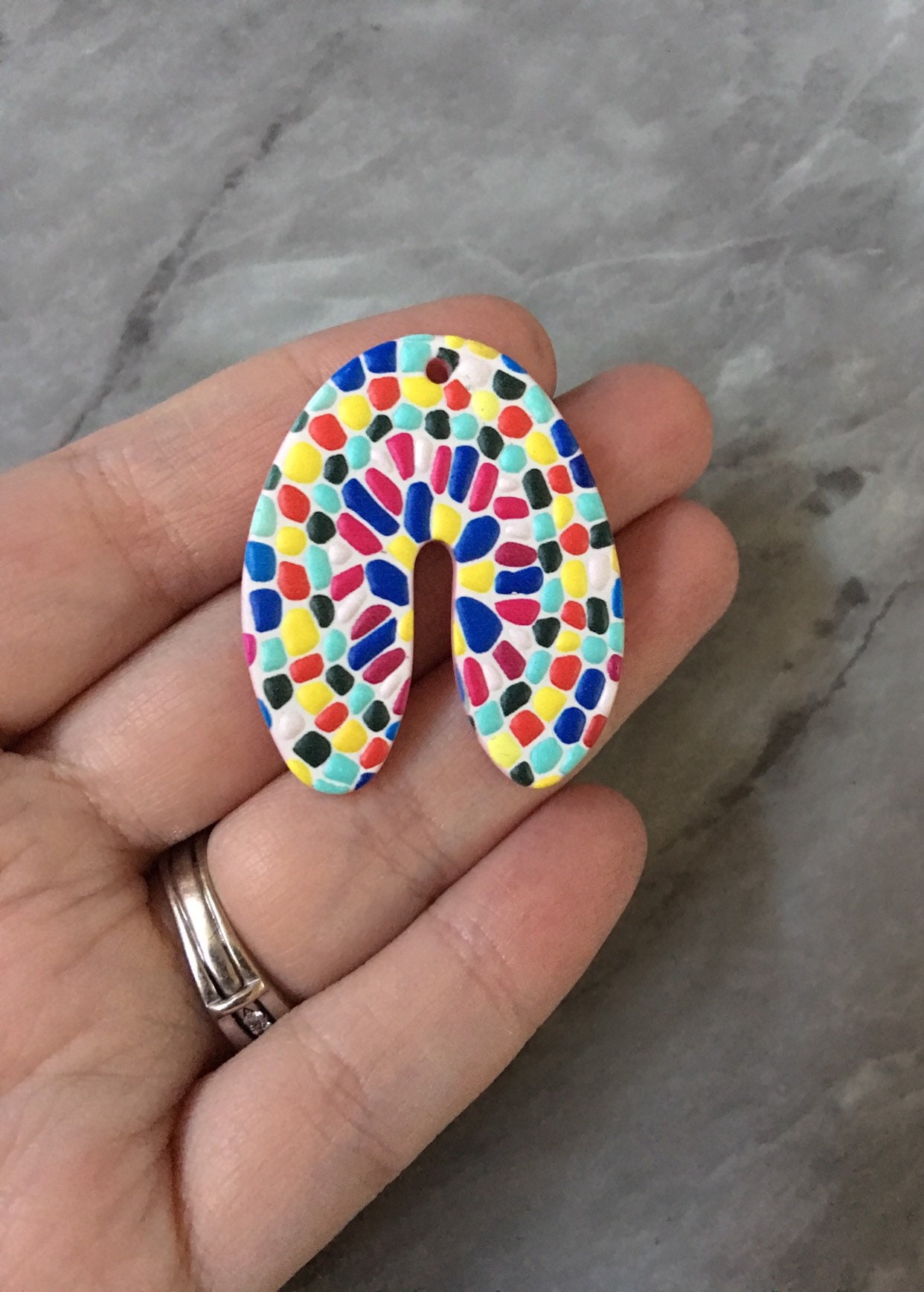 3D Printed Mosaic Beads, Rainbow Cutout Acrylic 40mm Earring Necklace ...
