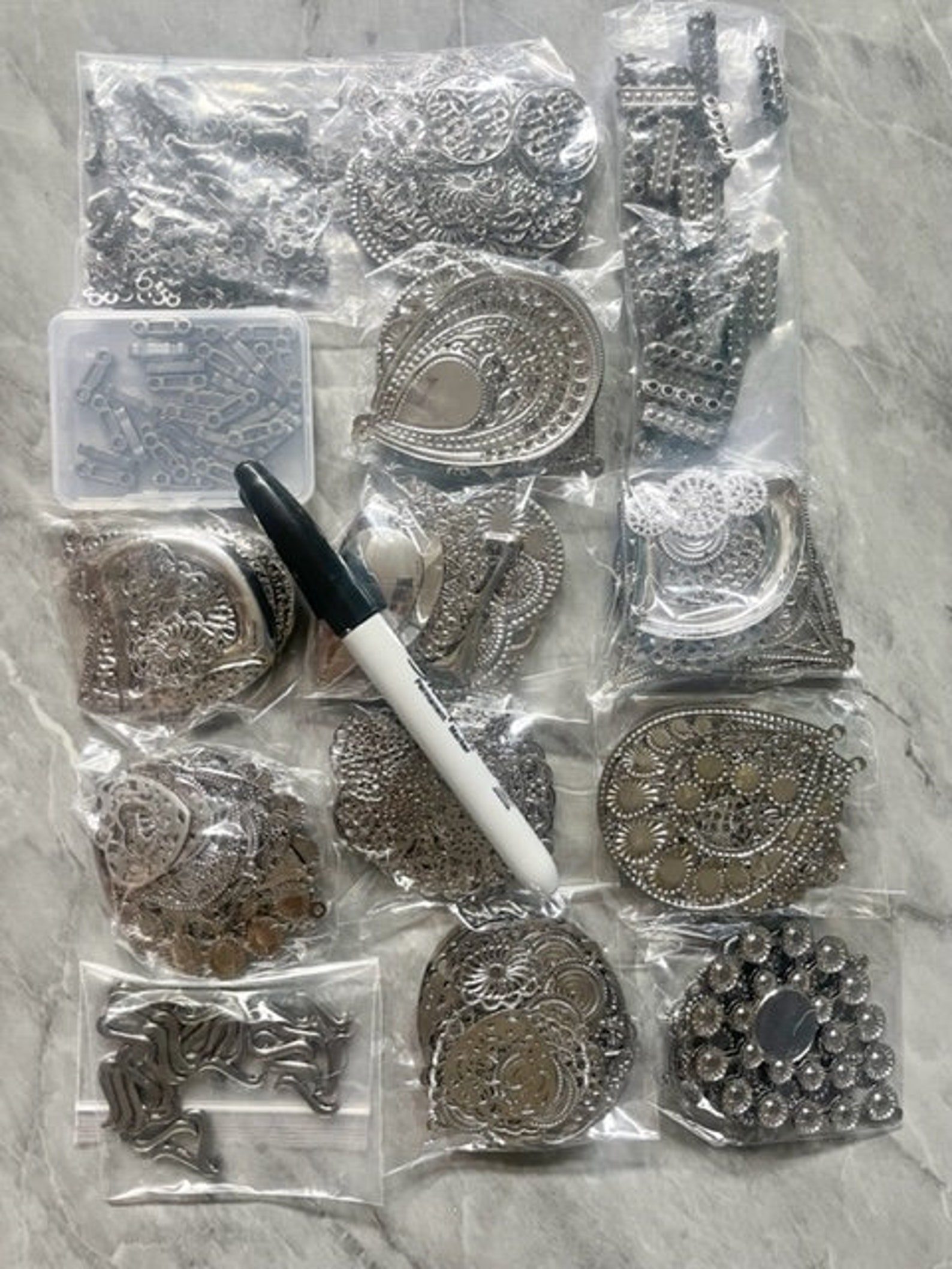 WHOLESALE Huge LOT Silver Findings for Jewelry Creation, Bangle Making ...