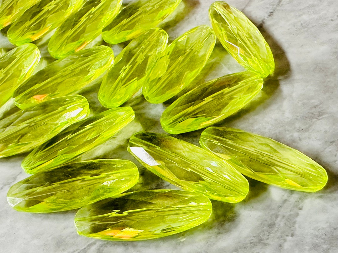 XL Lime Green Oval Beads, Acrylic Beads, Jewelry Making, 40mm Beads ...