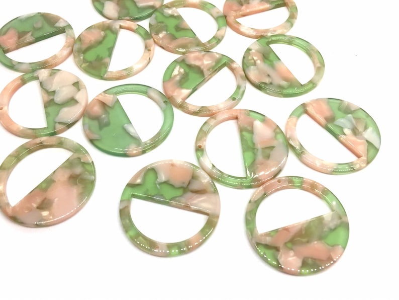 Pink & Green Tortoise Shell Acrylic Blanks Cutout Circle - Etsy