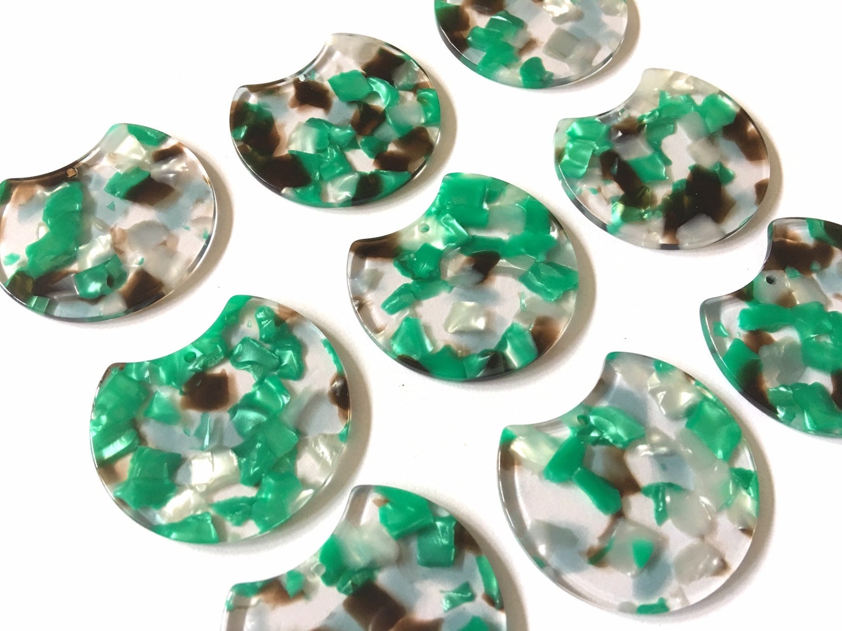 Green Brown Blue Tortoise Shell Beads Circle Cutout Acrylic - Etsy