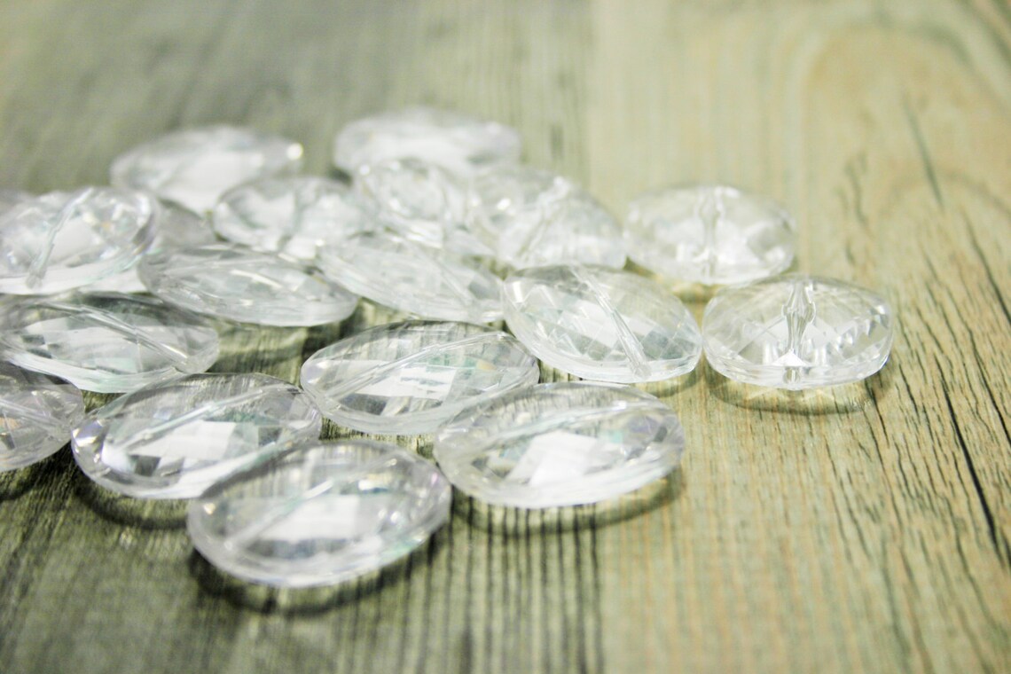 Large Translucent Beads Faceted Rounded Clear Nugget Bead - Etsy