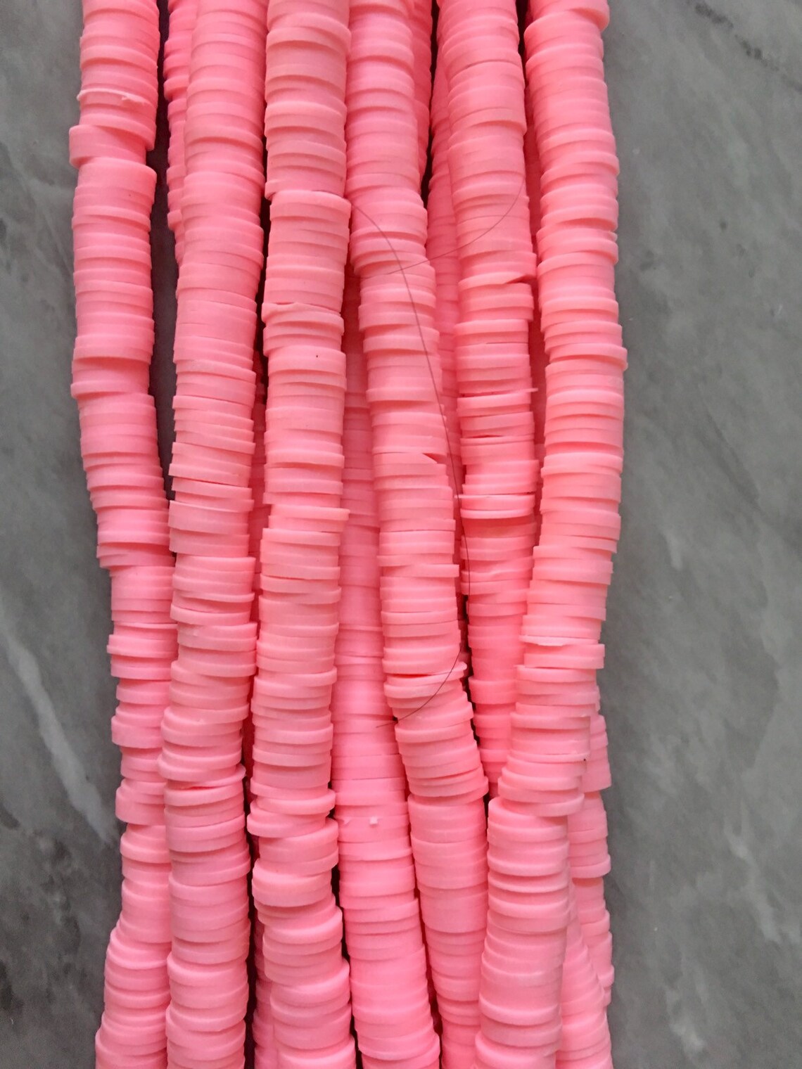 Watermelon Pink 8mm WHOLESALE Rubber Disc Beads, 16” Strand Heishi ...