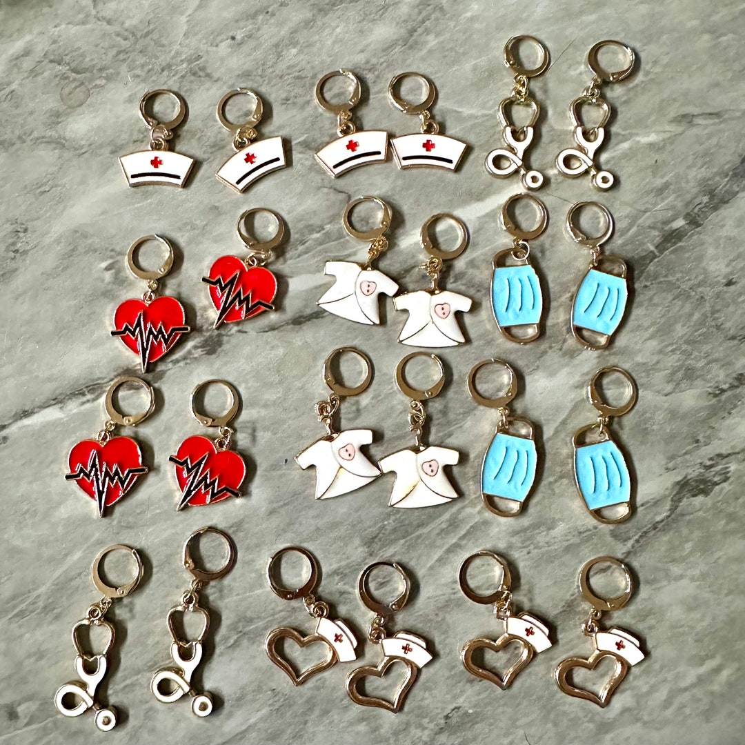 Silver Nurse Doctor Lifeline Earring Accents, Earrings Focal Point ...