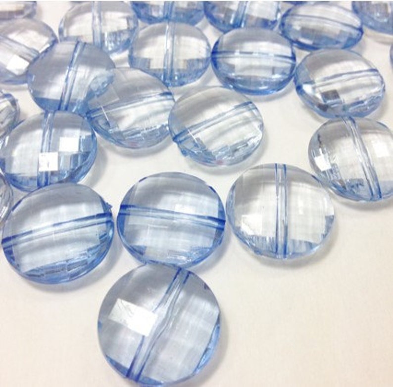 Sky Blue Large Translucent Beads 21mm Faceted Circle Round - Etsy