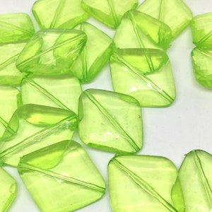 Lime Green Beads, Diamond Translucent , 31mm Beads, Big Acrylic Beads ...