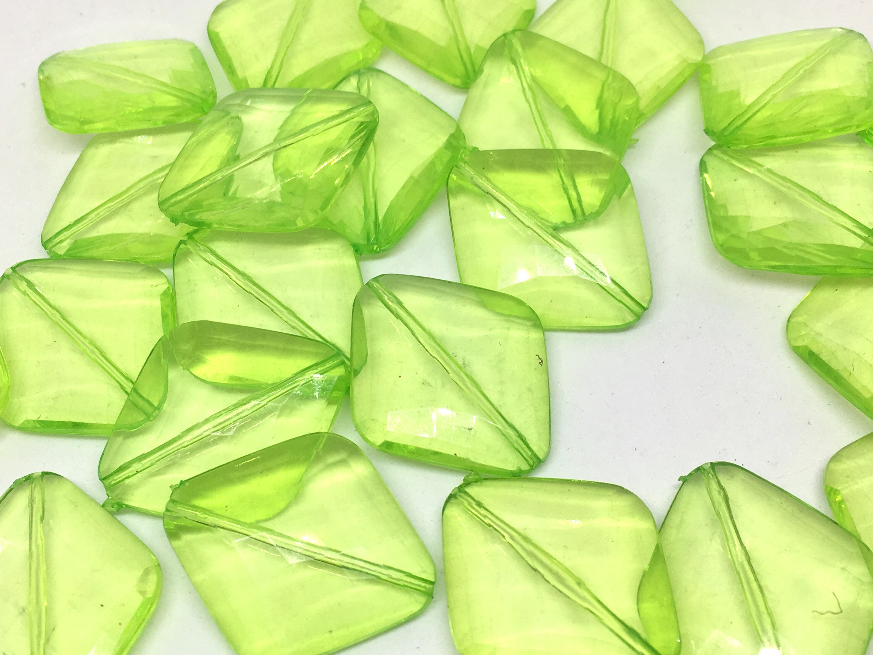 Lime Green Beads Diamond Translucent 31mm Beads Big - Etsy