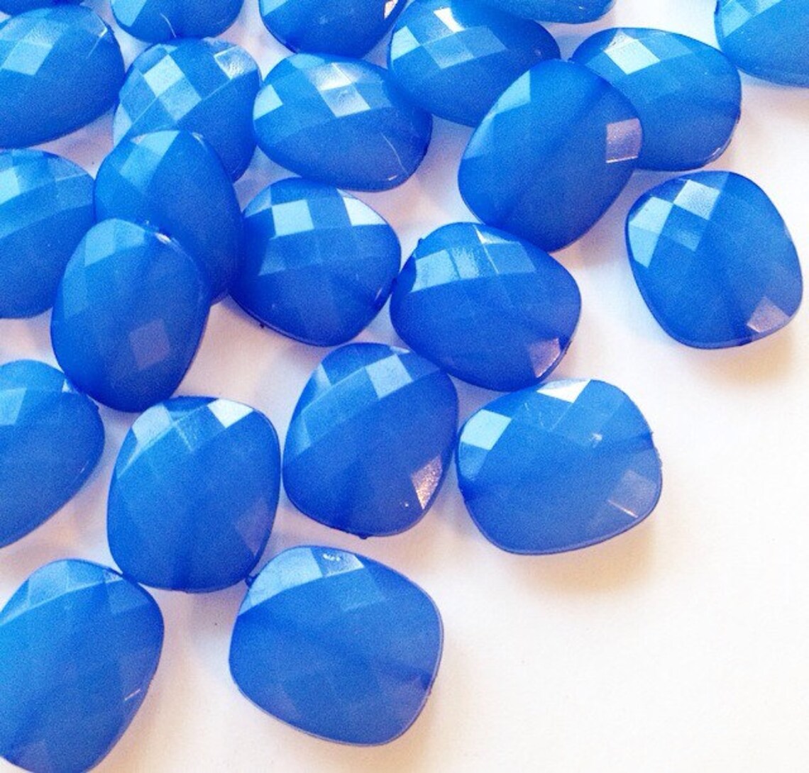 French Blue Large Translucent Beads Faceted Clear Nugget - Etsy