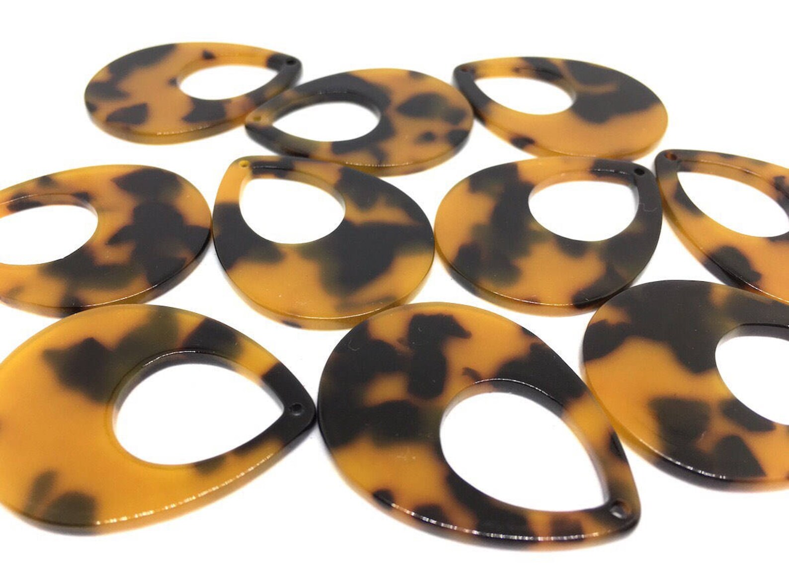 Tortoise Shell Beads Teardrop shape acrylic 39mm Long Earring | Etsy