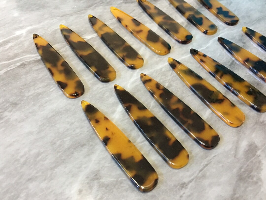 Tortoise Shell Beads, Long Skinny Acrylic 56mm Drop Earring or Necklace ...