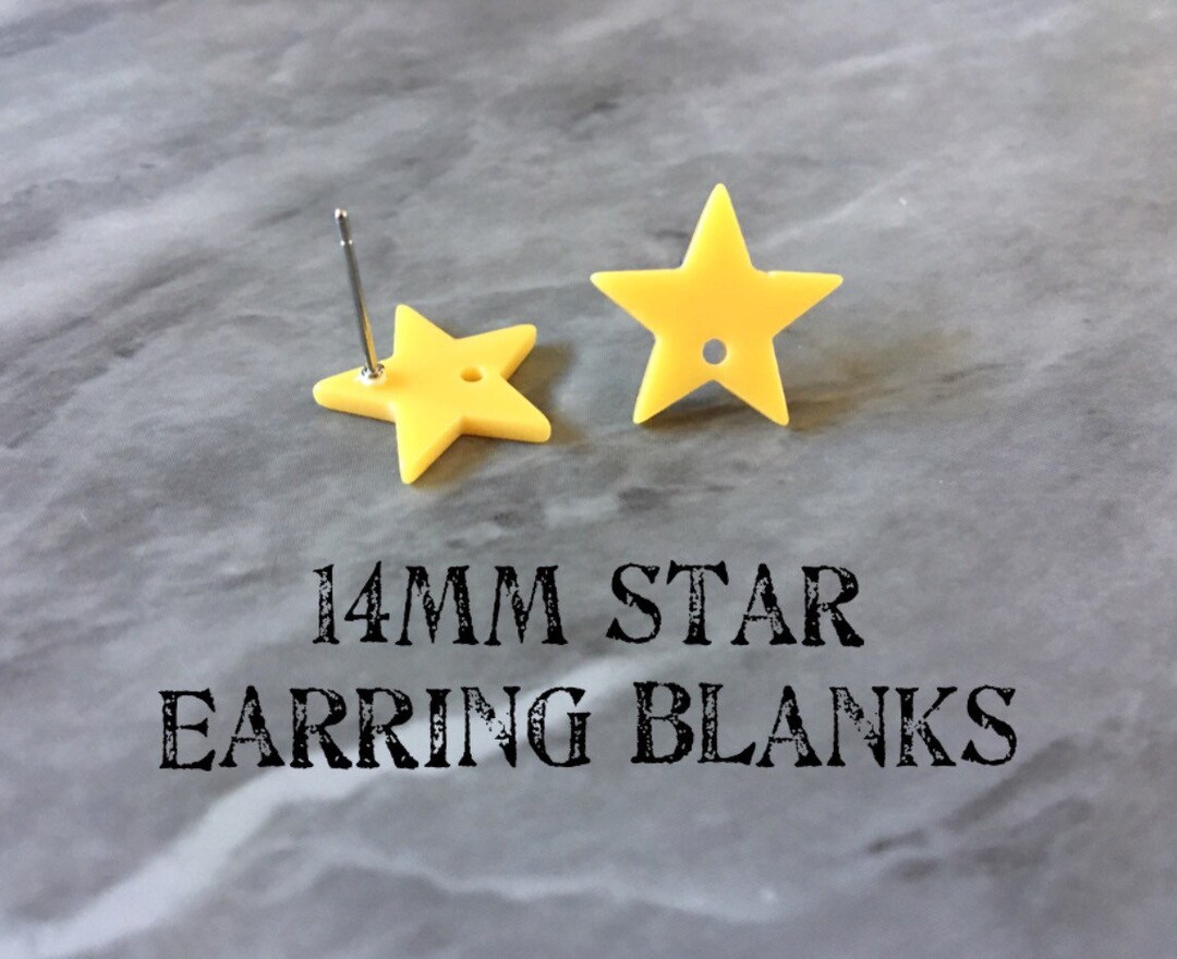 14mm STAR Acrylic Post Earring Blanks, Yellow Geometric Earring, Stud ...