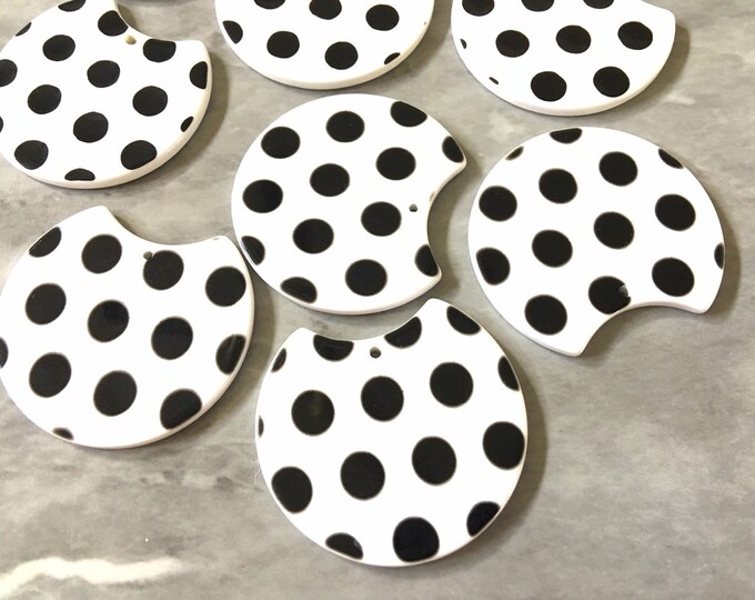 Black & White Polka Dot Beads, Circle Cutout Acrylic 36mm Earring ...