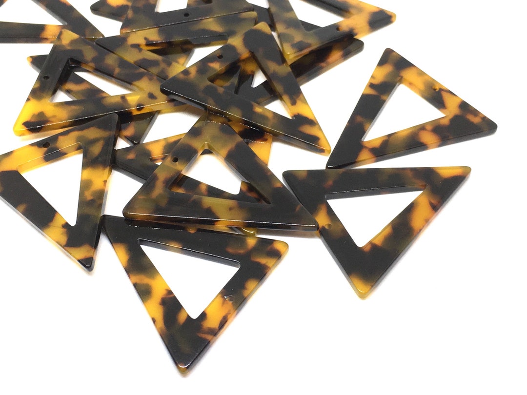 Tortoise Shell Beads, Triangle Shape Acrylic 40mm Long Earring or ...