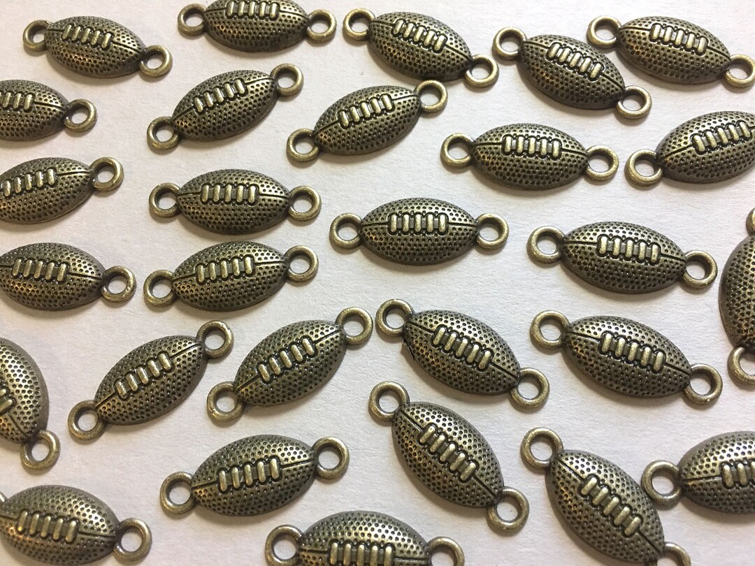 Gold Football Connector Beads, Metal Beads, Football Necklace, Football ...
