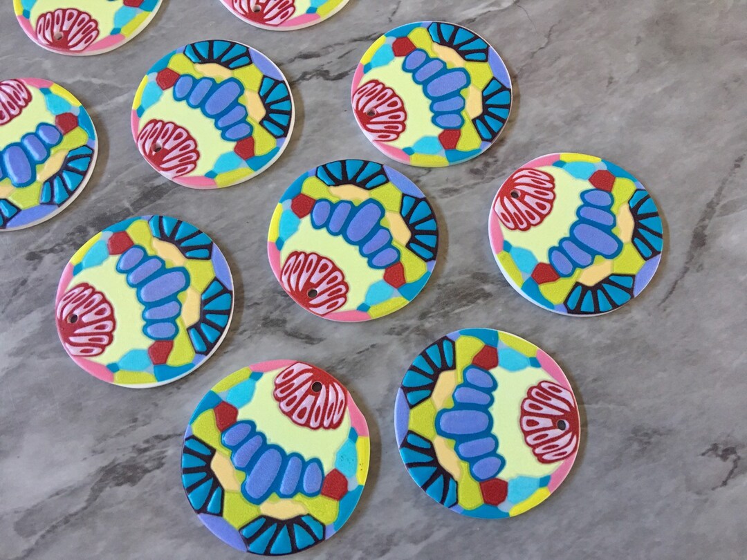 3D Printed Colorful Circle Beads, Rainbow Cutout Acrylic 40mm Earring ...