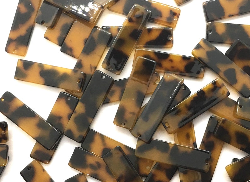 Skinny Tortoise Shell Beads Rectangle Acrylic 35mm Long - Etsy
