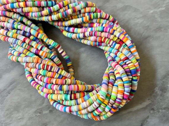 Candy Shop 4mm WHOLESALE Rubber Disc Beads 16 Strand Heishi Beads Colorful Round Polymer Beads Colorful Pride Clearance Beads Donut Etsy UK