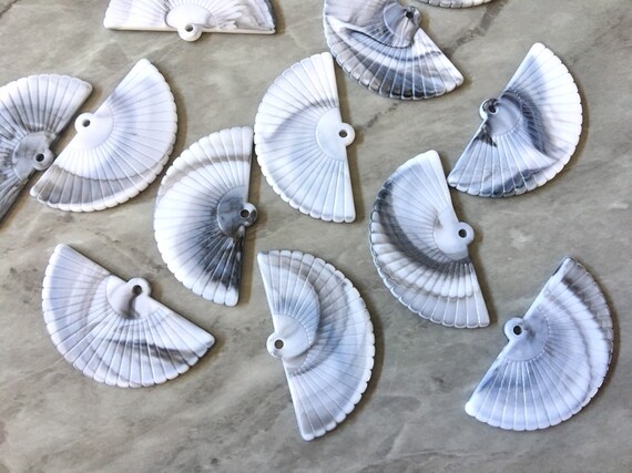 Black & White Acrylic Fan Beads Half Moon Fan Cutout Acrylic - Etsy