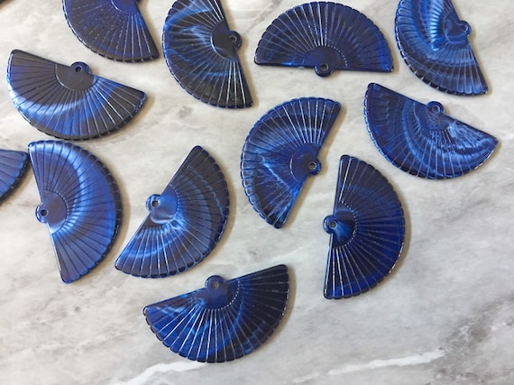 Navy Blue Acrylic Fan Beads Half Moon Fan Cutout Acrylic 48mm | Etsy