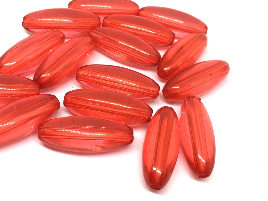 Red 33mm Beads, Transparent Pod Collection, Maroon Beads, Large Acrylic ...