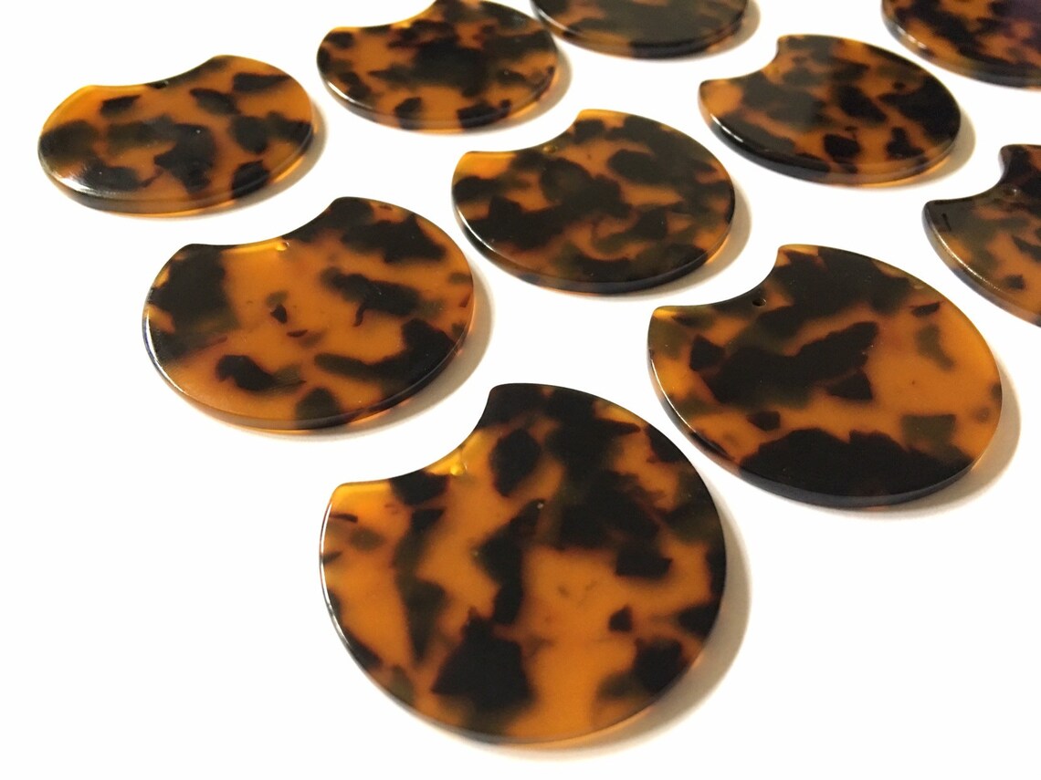 Brown Tortoise Shell Beads Circle Cutout Acrylic 36mm Earring - Etsy