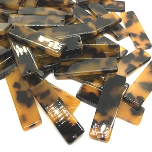 Skinny Tortoise Shell Beads, Rectangle Acrylic 35mm Long Earring ...
