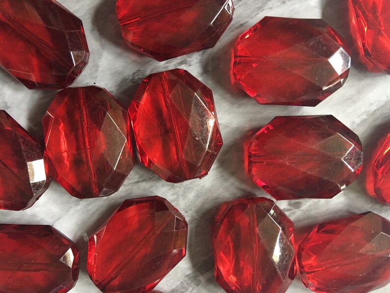 Maroon Large Beads, Faceted Acrylic Bead, LUSTER Collection, Lucite ...