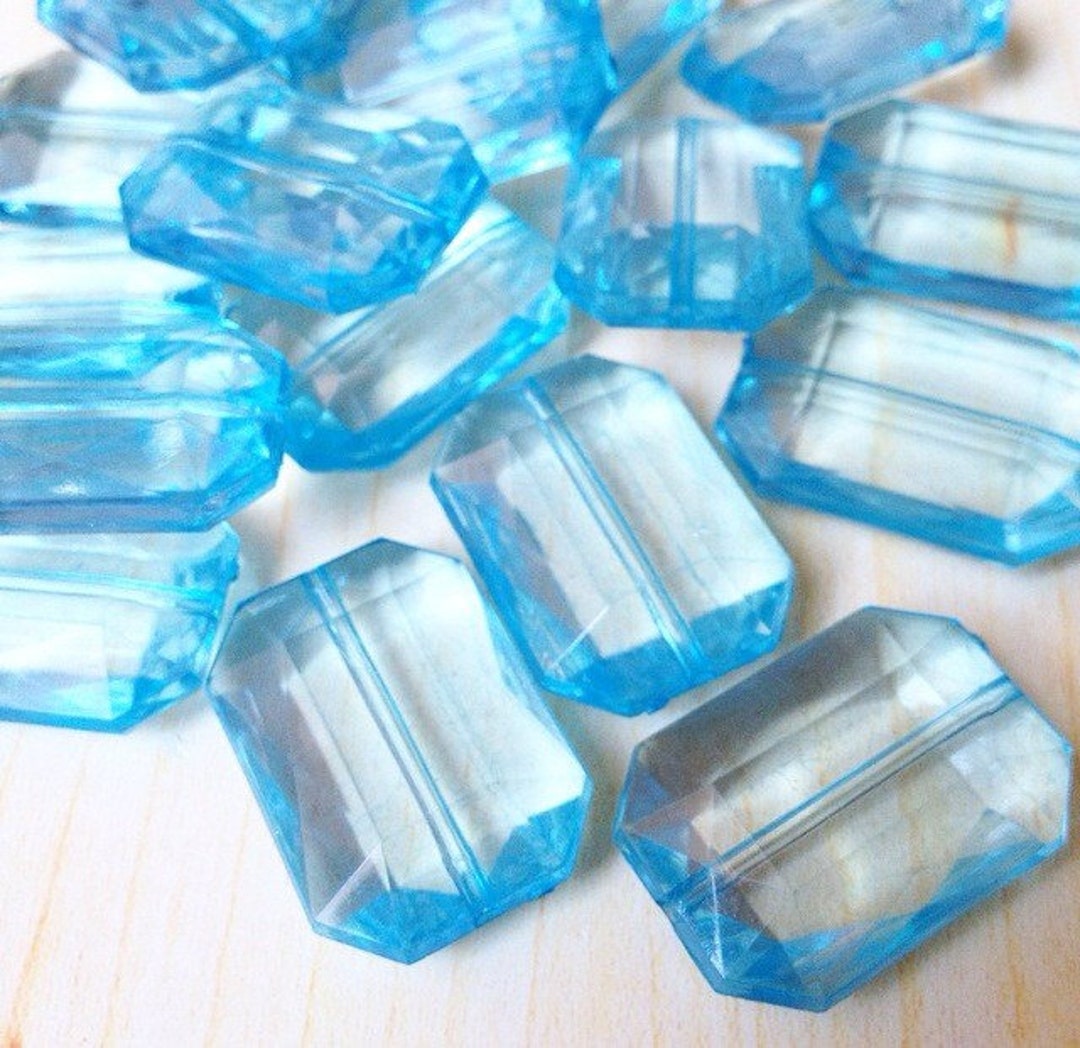 Light Blue Large Translucent Beads - Faceted Nugget Bead - FLAT RATE ...