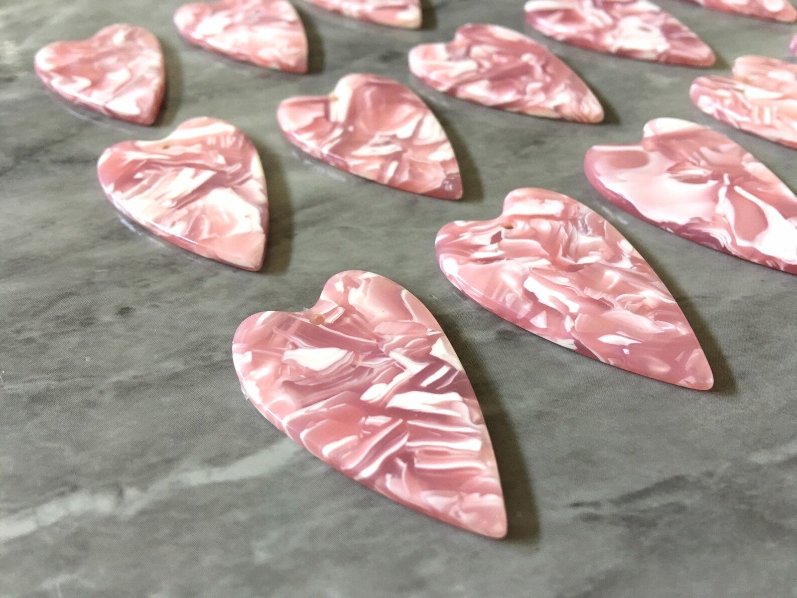Heart Pink White Tortoise Shell Beads Cutout Acrylic 40mm - Etsy
