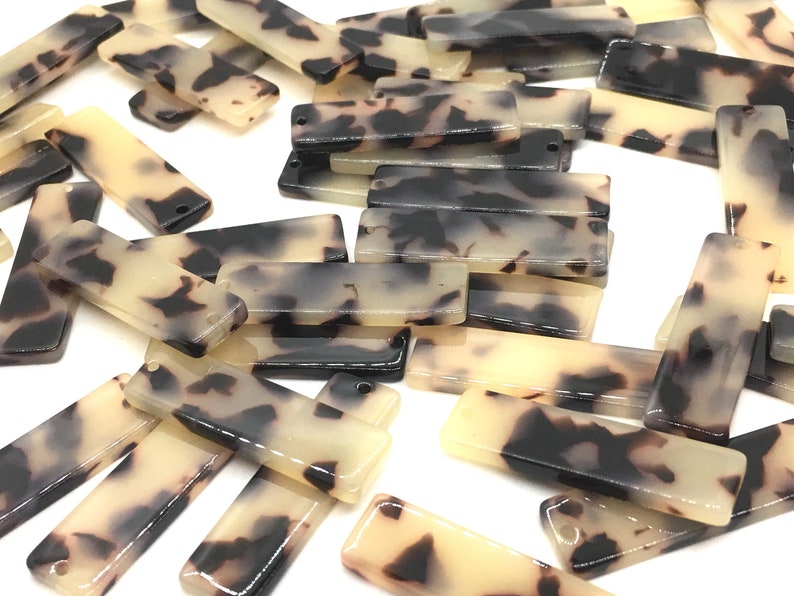Skinny Tortoise Shell Beads Rectangle Acrylic 35mm Long | Etsy
