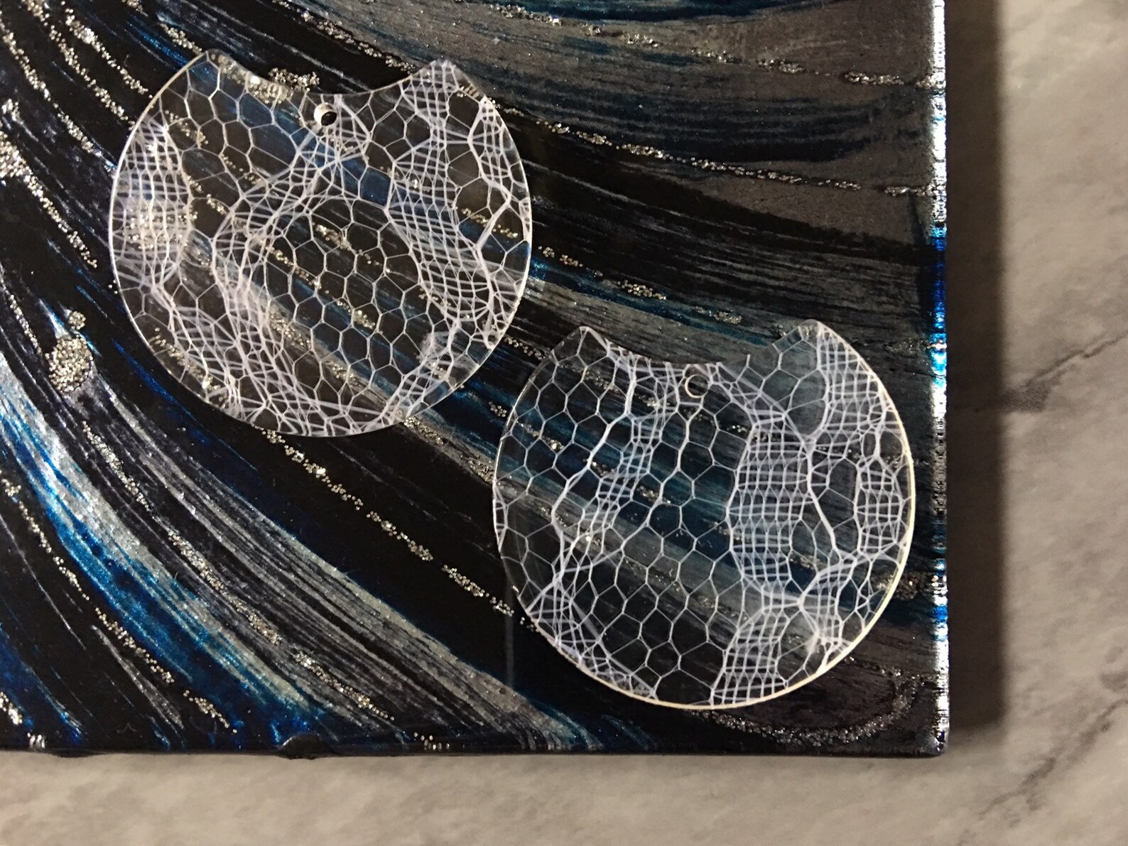 White Lace + Clear Resin Acrylic Blanks Cutout, Circle Round Earring ...