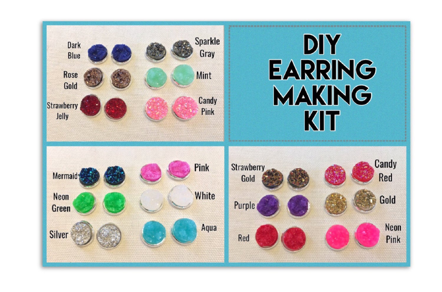 DIY earring Kit druzy earring kit jewelry making kit | Etsy