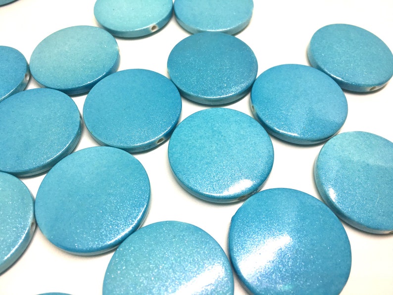 Blue XL Shimmer Circular Beads Light Blue Beads Round Beads - Etsy