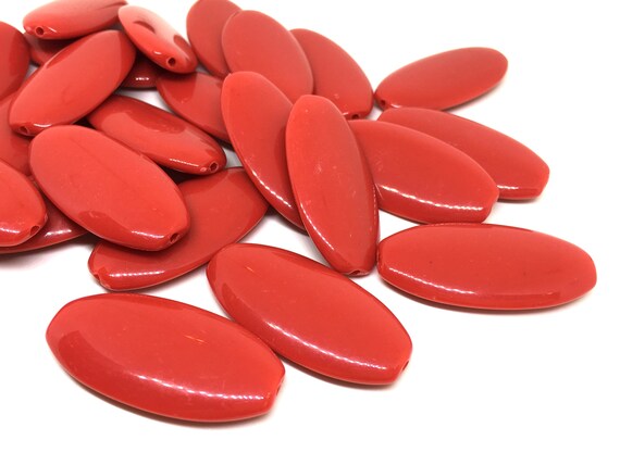 Oval Red Large Acrylic Beads Oval 40mm Beads Craft Supplies | Etsy