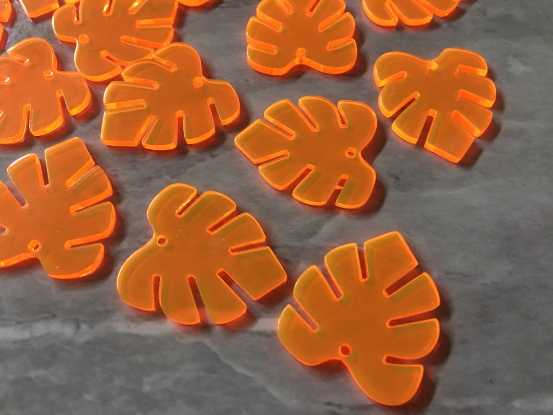 Neon Orange Transparent Acrylic Blanks Cutout, Monstera Palm Leaves ...