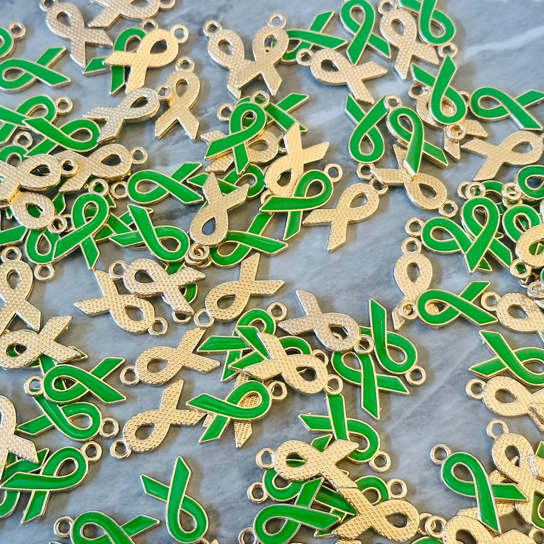 WHOLESALE Mental Health Awareness Ribbons, Green Ribbon Charm Pendant ...