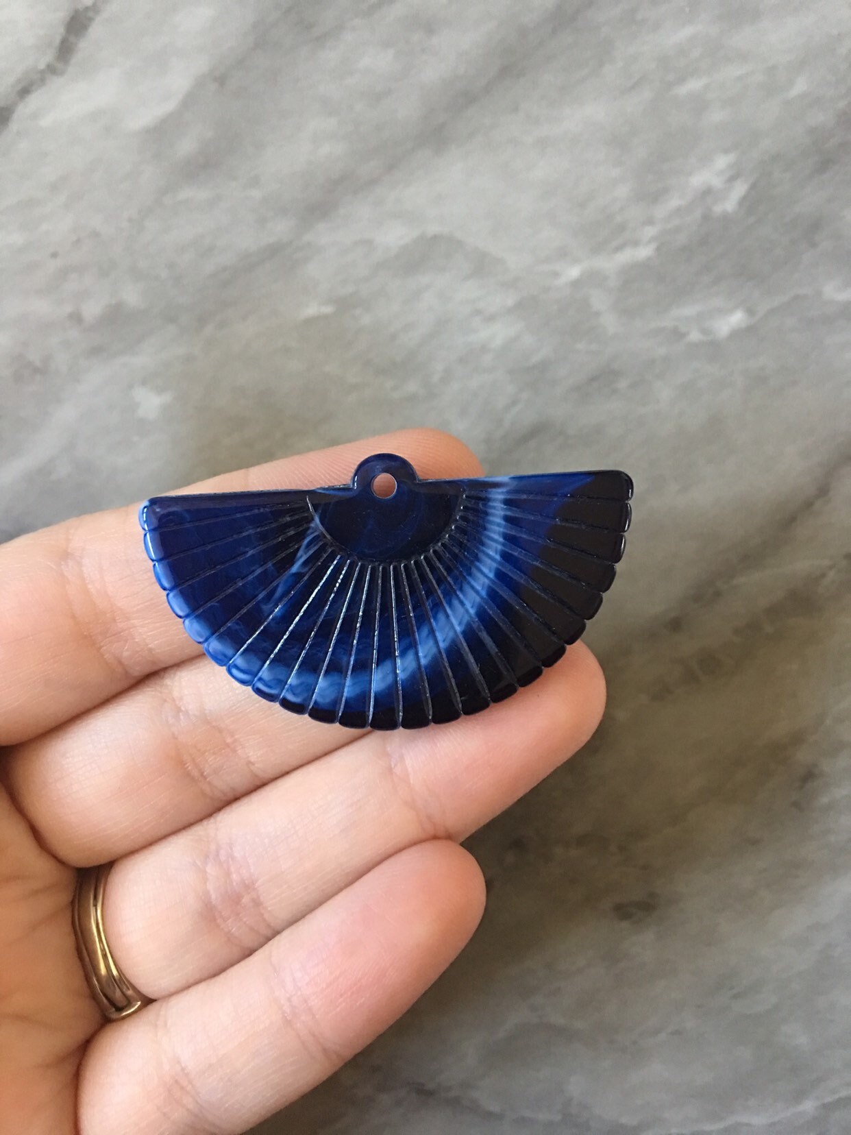 Navy Blue Acrylic Fan Beads Half Moon Fan Cutout Acrylic 48mm - Etsy
