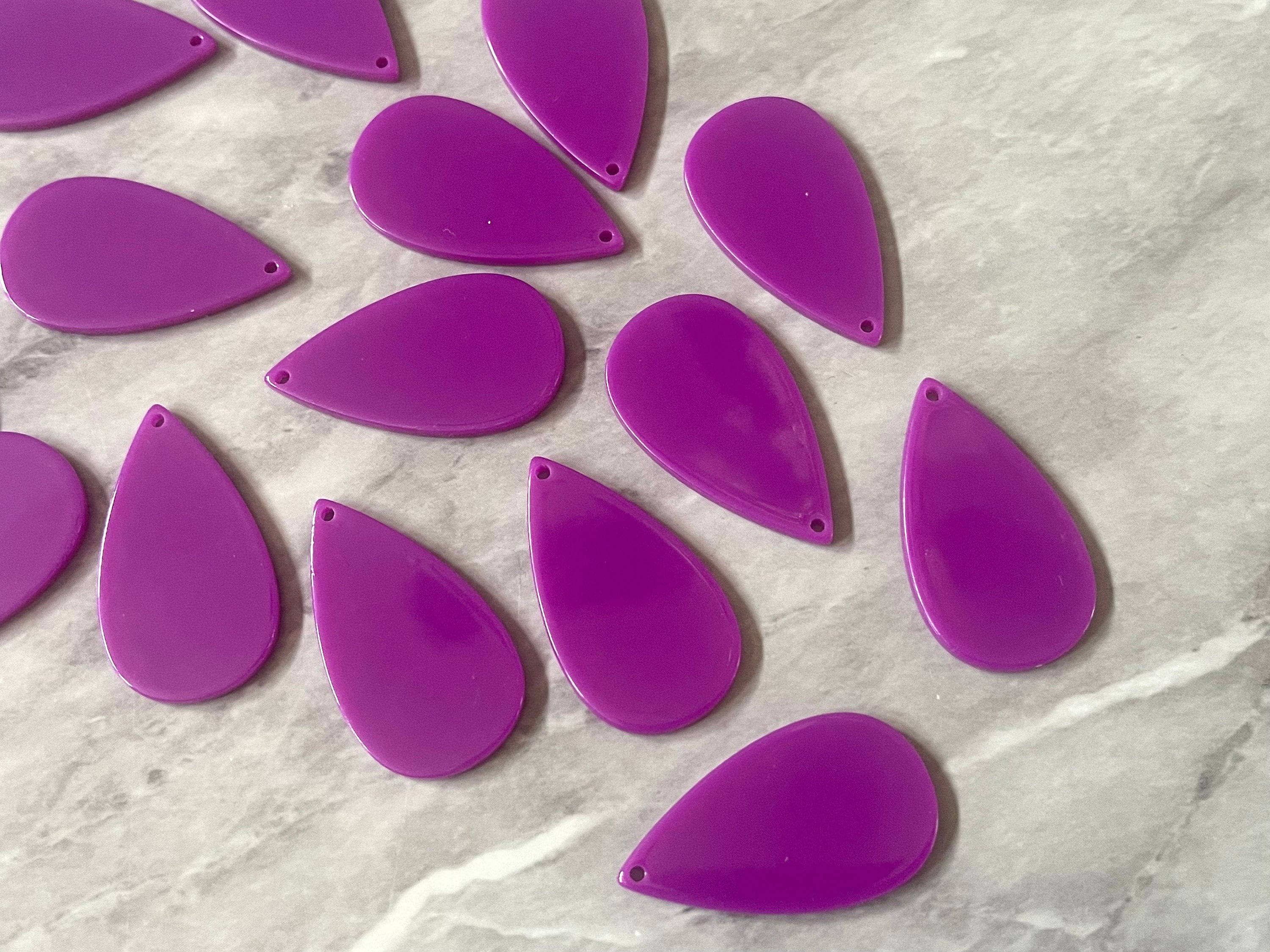 Bright Purple Neon Teardrop Beads Teardrop Cutout Acrylic - Etsy