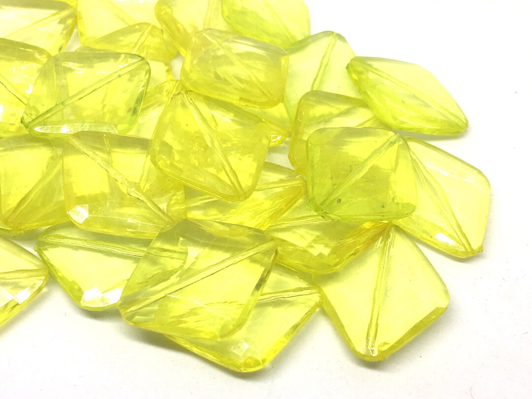 Yellow Beads, Diamond Translucent, 31mm Beads, Big Acrylic Beads ...