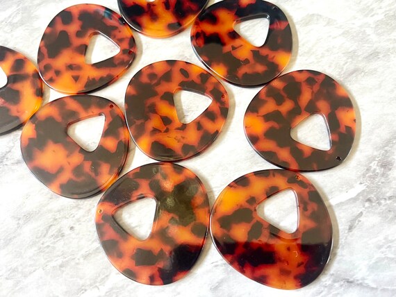 XL 48mm Tortoise Shell Beads Pyramid Shape Acrylic Earring or - Etsy
