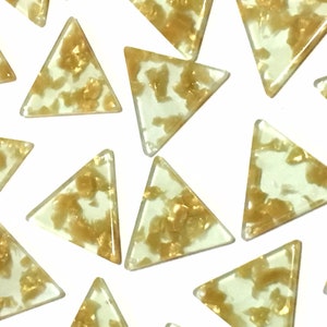 Gold Foil in Resin Beads, Triangle Shape Acrylic 29mm Long Earring or ...